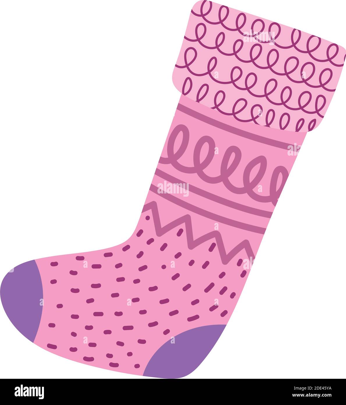 pink sock decoration ornament cartoon icon vector illustration Stock ...