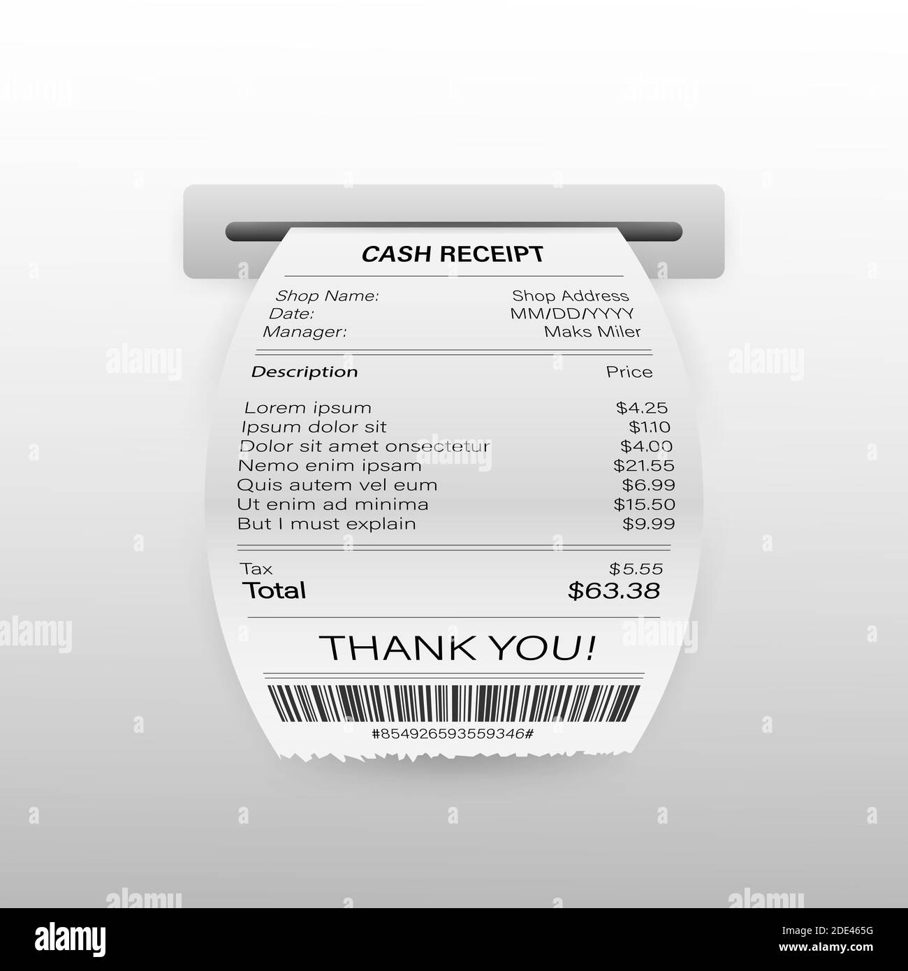 Vector Realistic 3d Paper Printed ATM Transaction Record Receipt Set ...