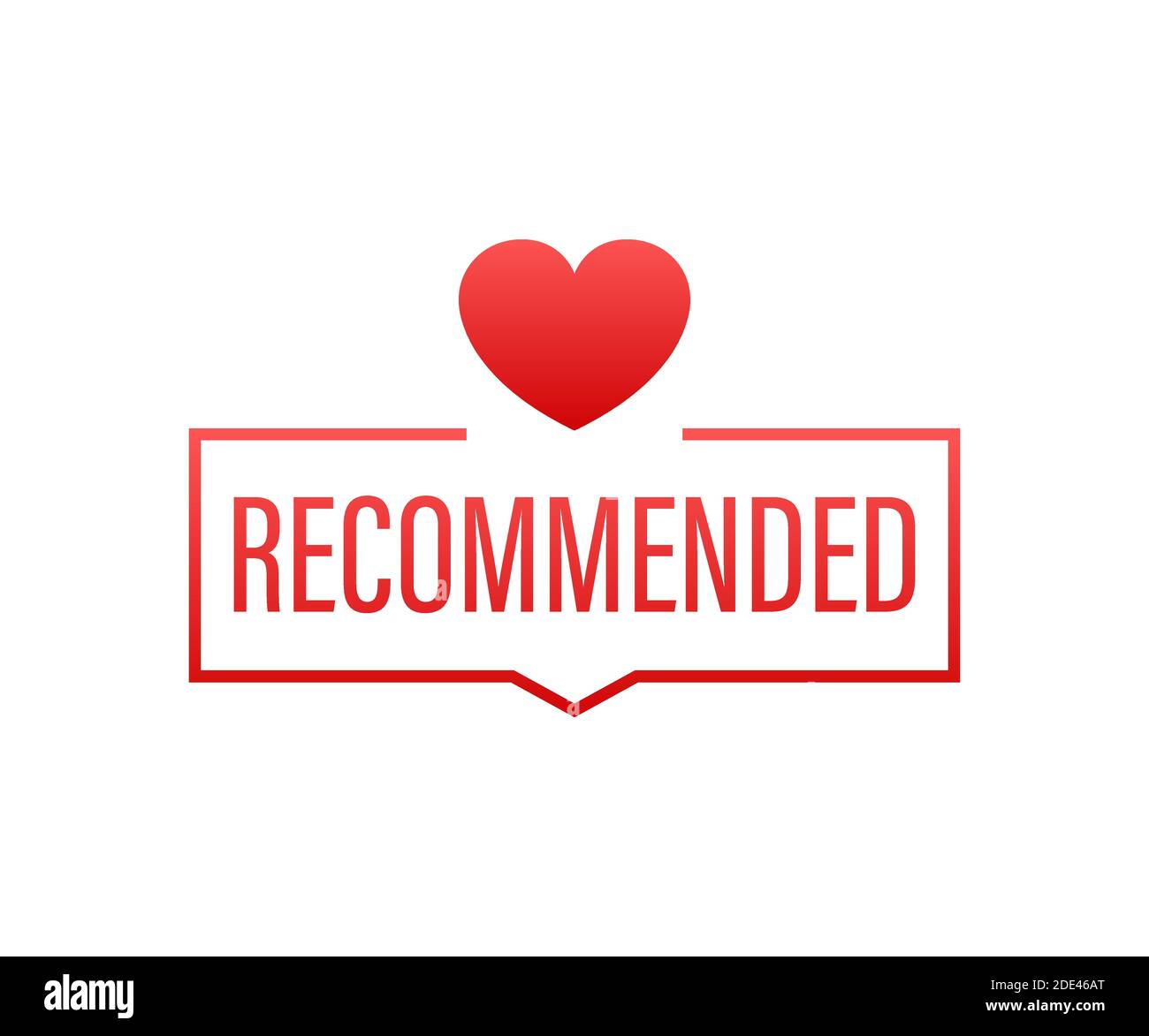 Recommend icon. Red label recommended on red background. Vector stock ...