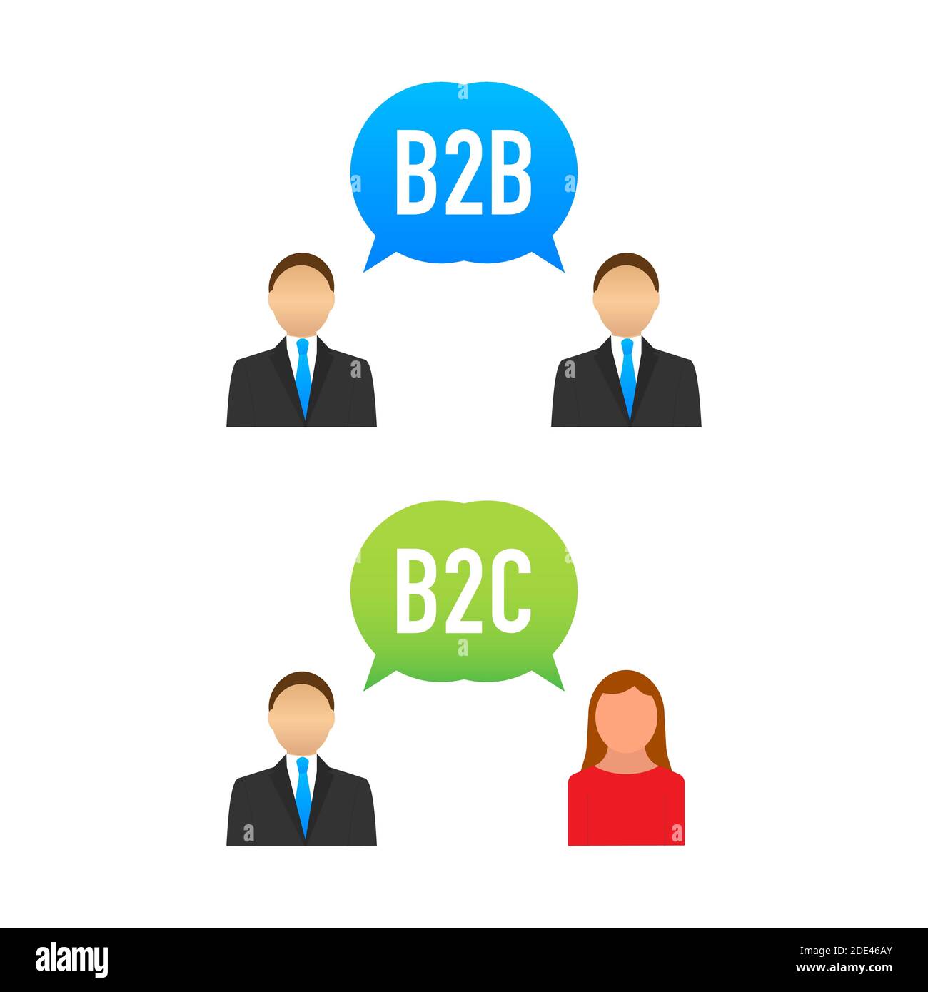B2B and B2C icon, business to business concept and business to client ...