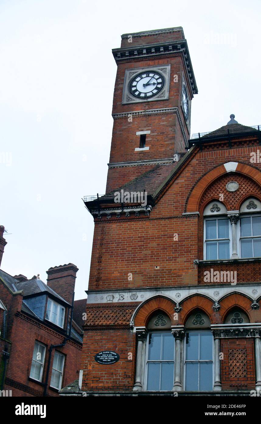Historic clock tower in Hampstead village, London, designed by the ...