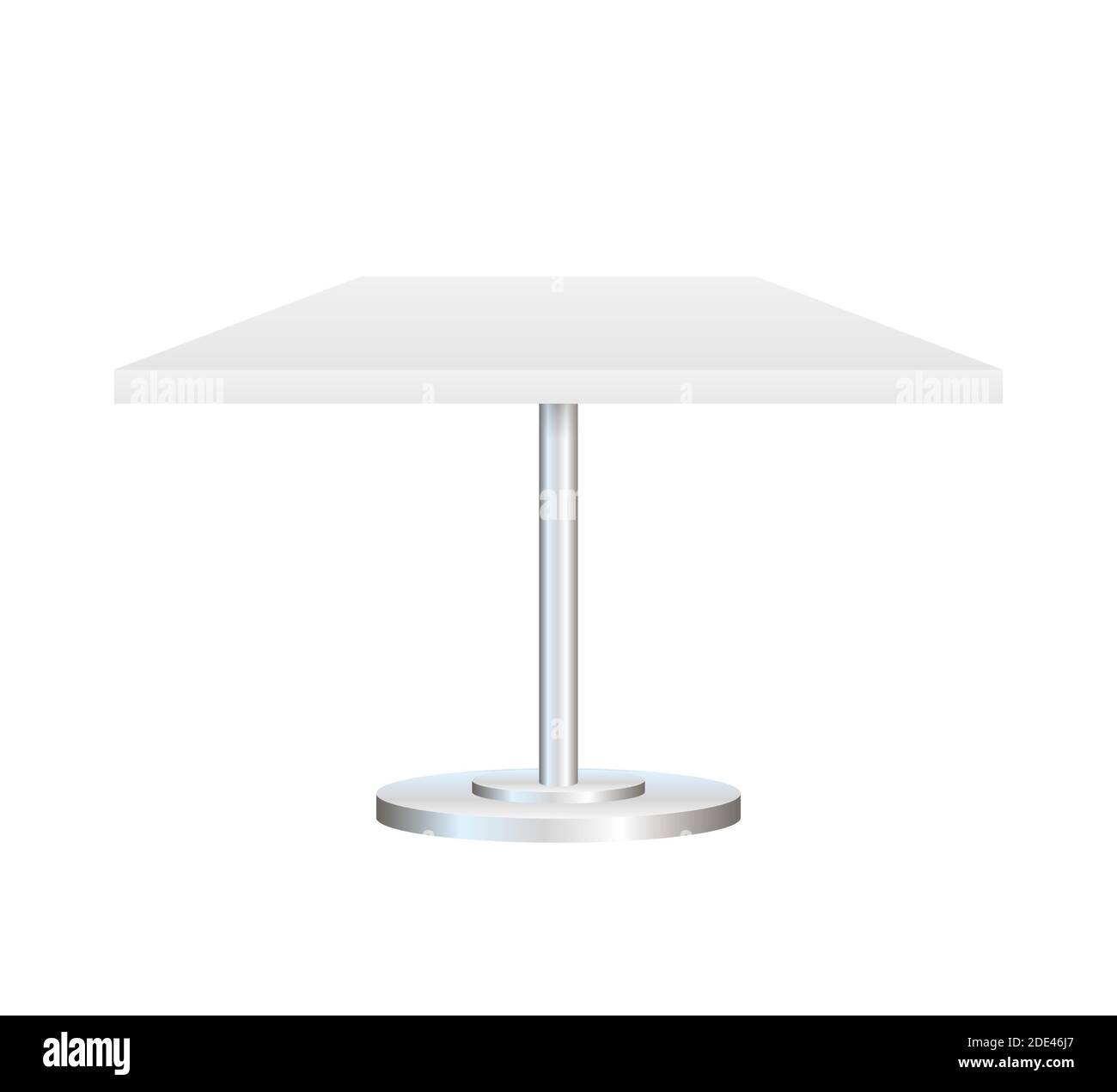 Realistic empty round table with metal stand isolated on white ...