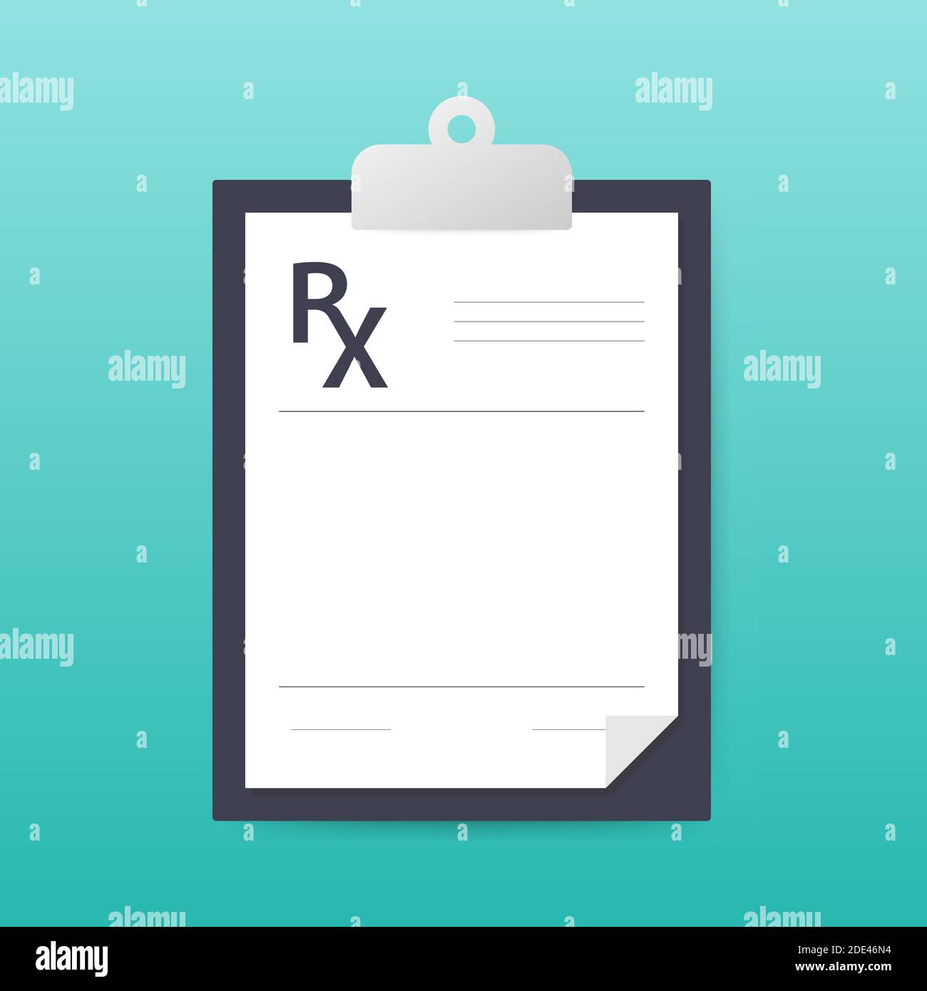 Blank Rx prescription form isolated on white background. Vector stock ...