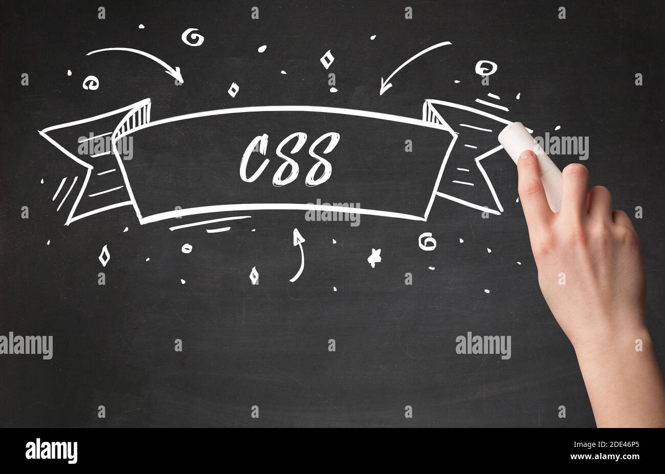 Hand drawing CSS abbreviation with white chalk on blackboard Stock ...