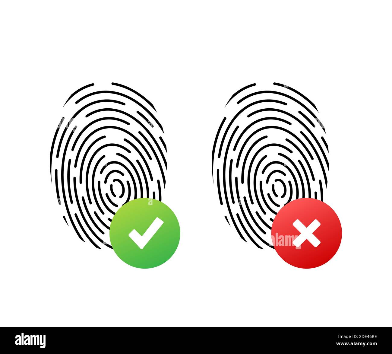 Fingerprint simple round icon, accepted and rejected state ... Fingerprint simple round icon, accepted and rejected state ...