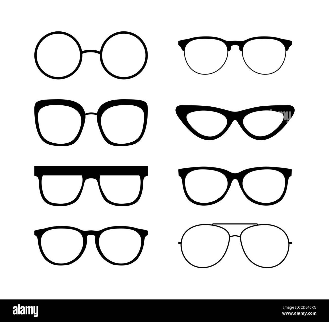 Colored Sunglass frame set isolated on white background. Vector ...