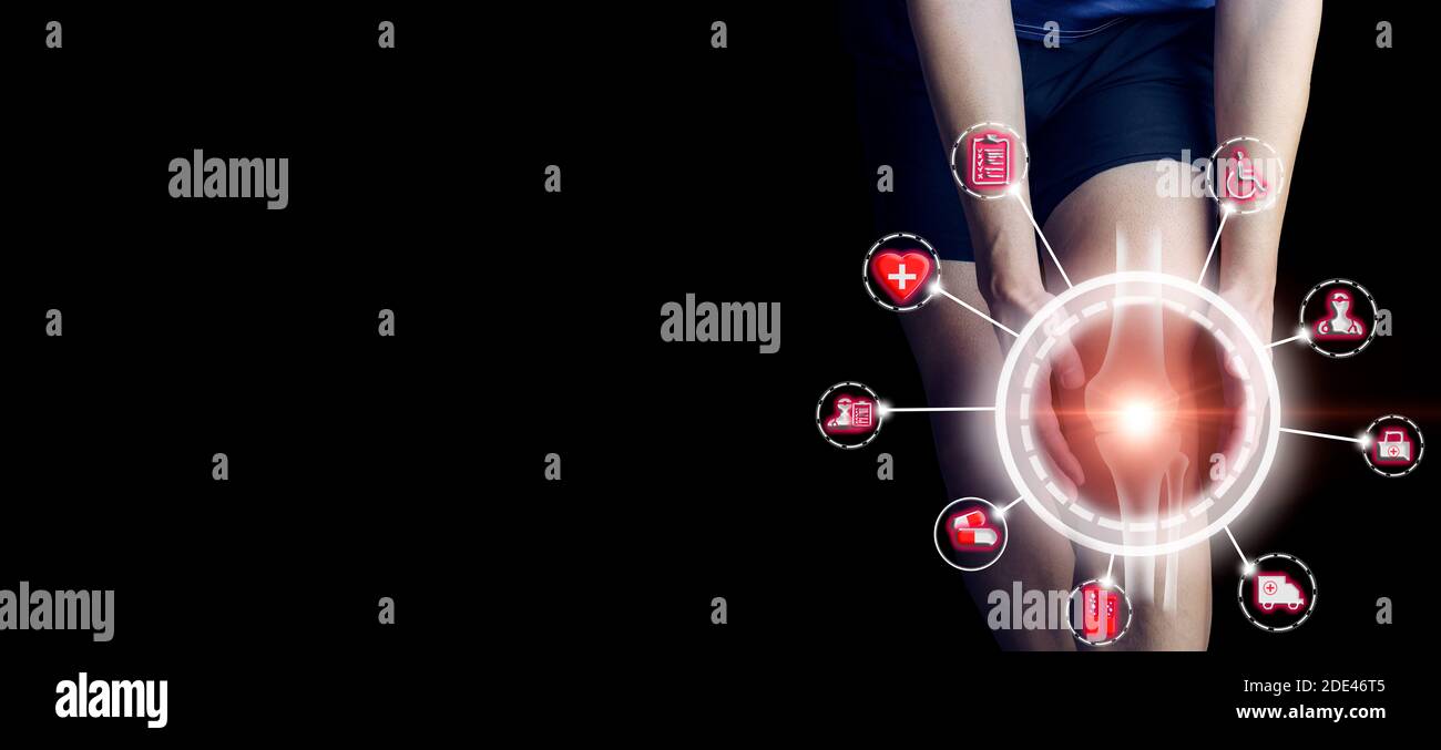 Adult man suffering knee joint pain. Joint pain and inflammation of ...