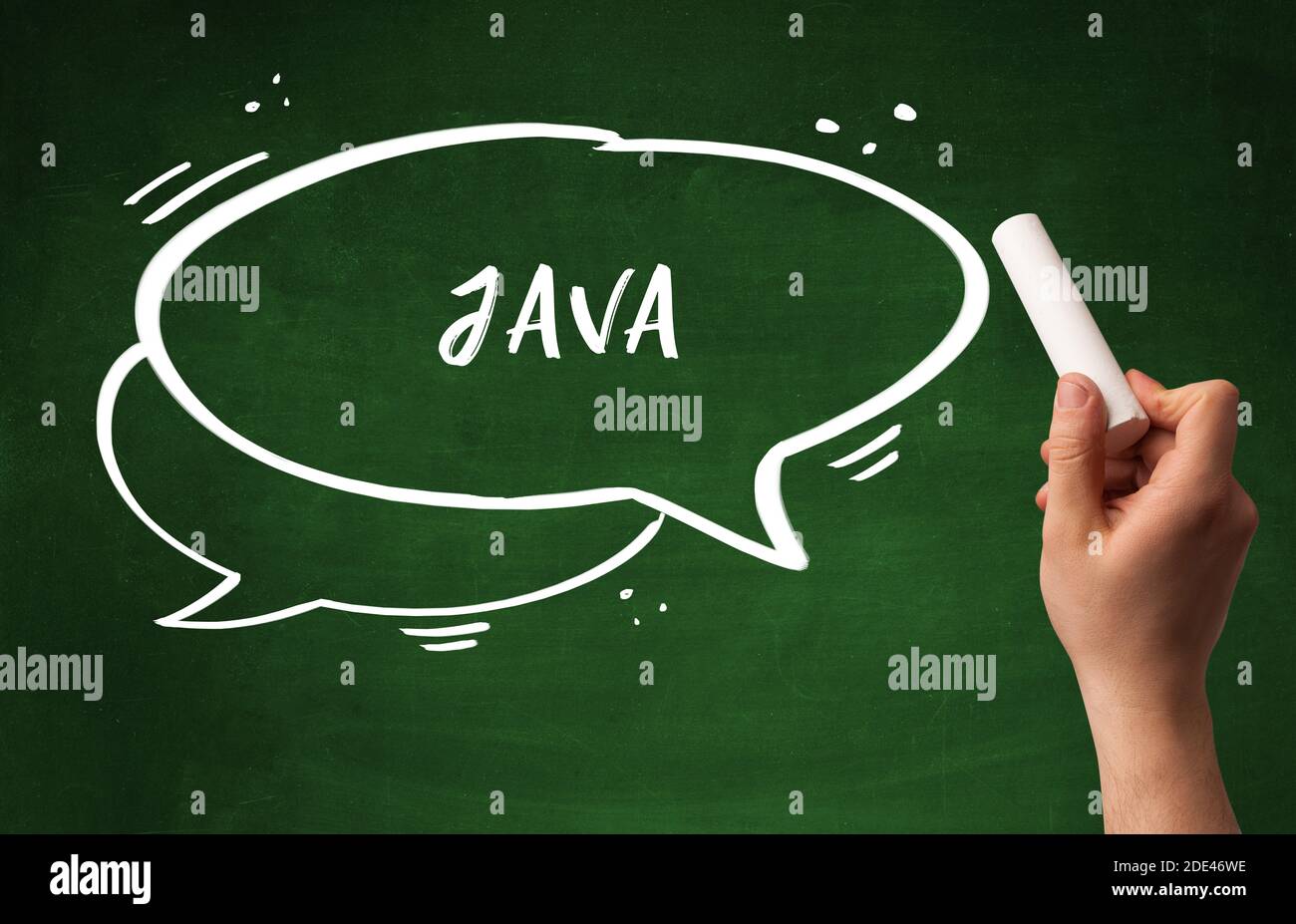 Hand drawing JAVA abbreviation with white chalk on blackboard Stock ...