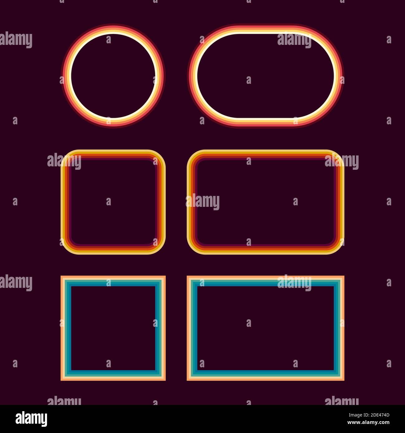 1970s Style Museum Picture Frames Vector Set. Trendy 1970s, Old ...
