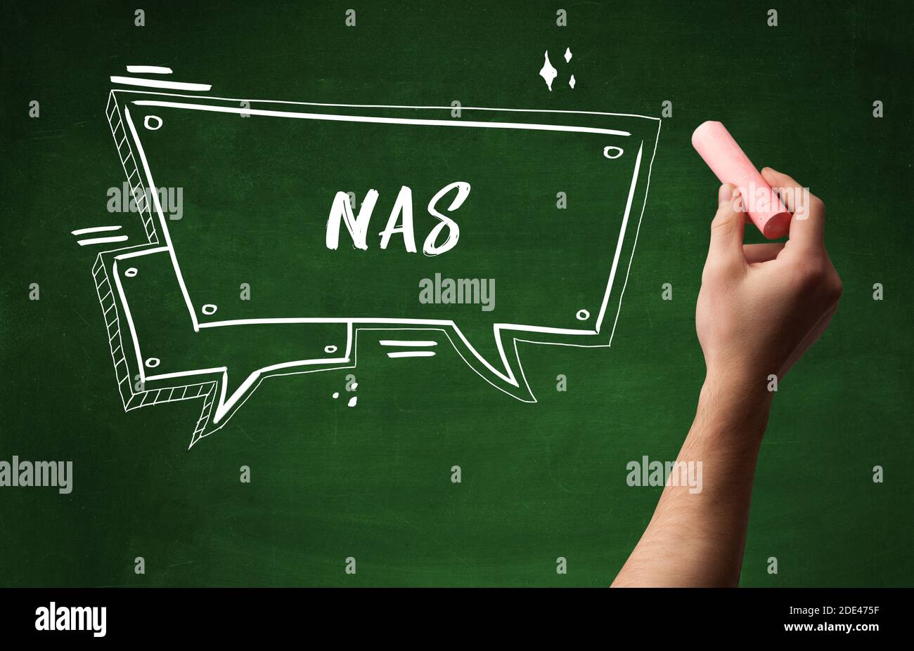 Hand drawing NAS abbreviation with white chalk on blackboard Stock ...
