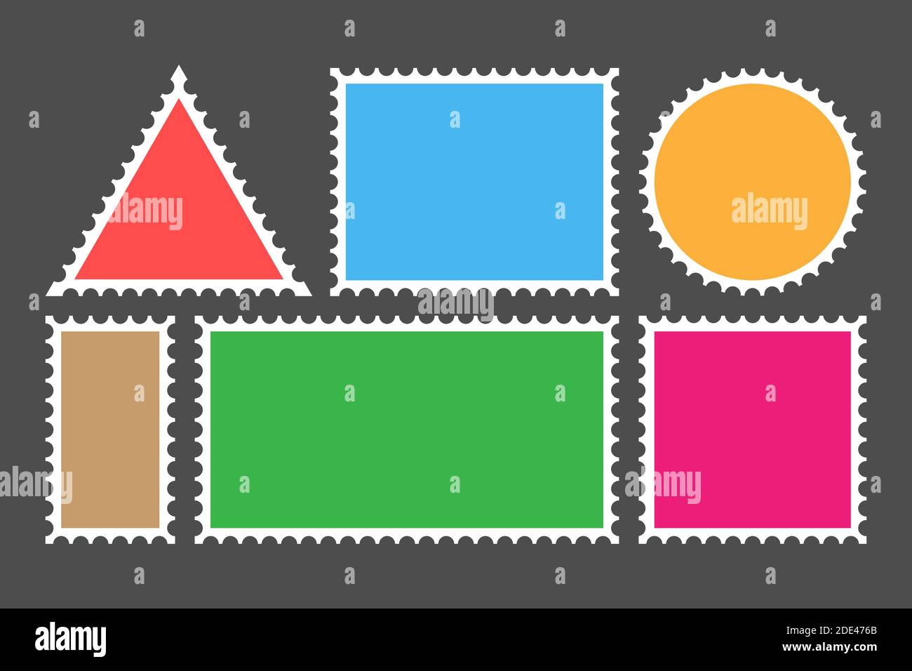 Postage stamp template. Set of blank stamps. Vector stock illustration ...