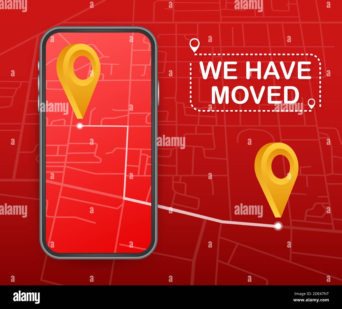 We have moved. Moving office sign. Clipart image isolated on blue ...