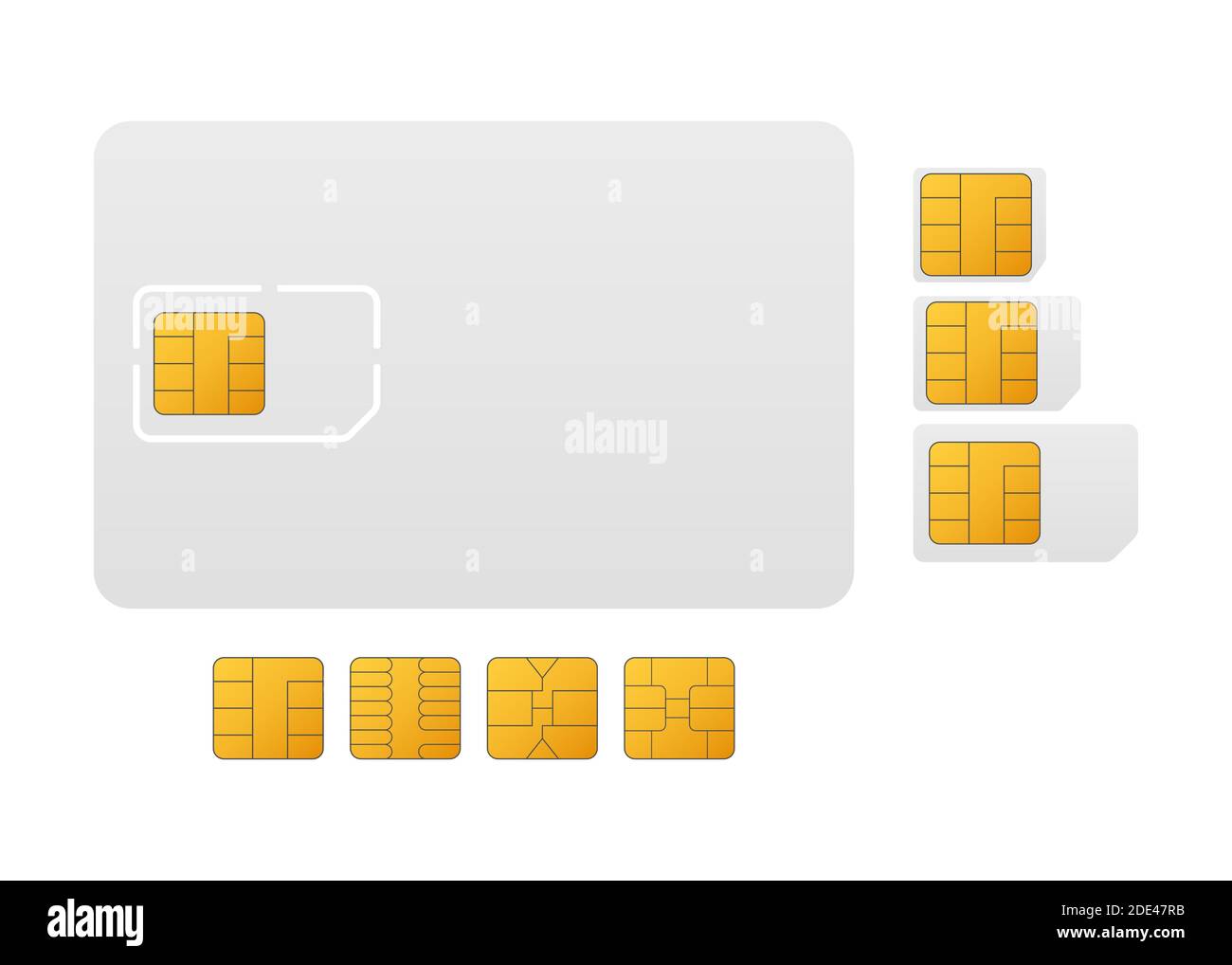 Mobile Cellular Phone Sim Card Chip Isolated on Background. Vector ...