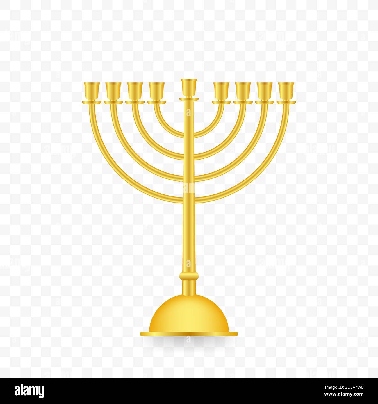 Realistic Gold Hanukkah menorah icon on white background. Vector stock ...