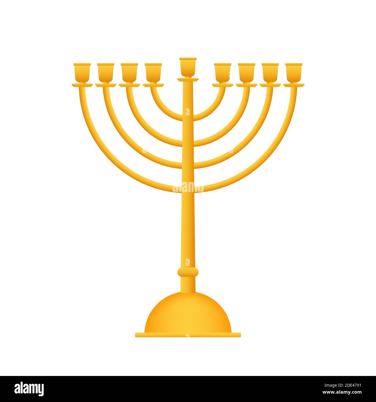 Realistic Gold Hanukkah menorah icon on white background. Vector stock ...
