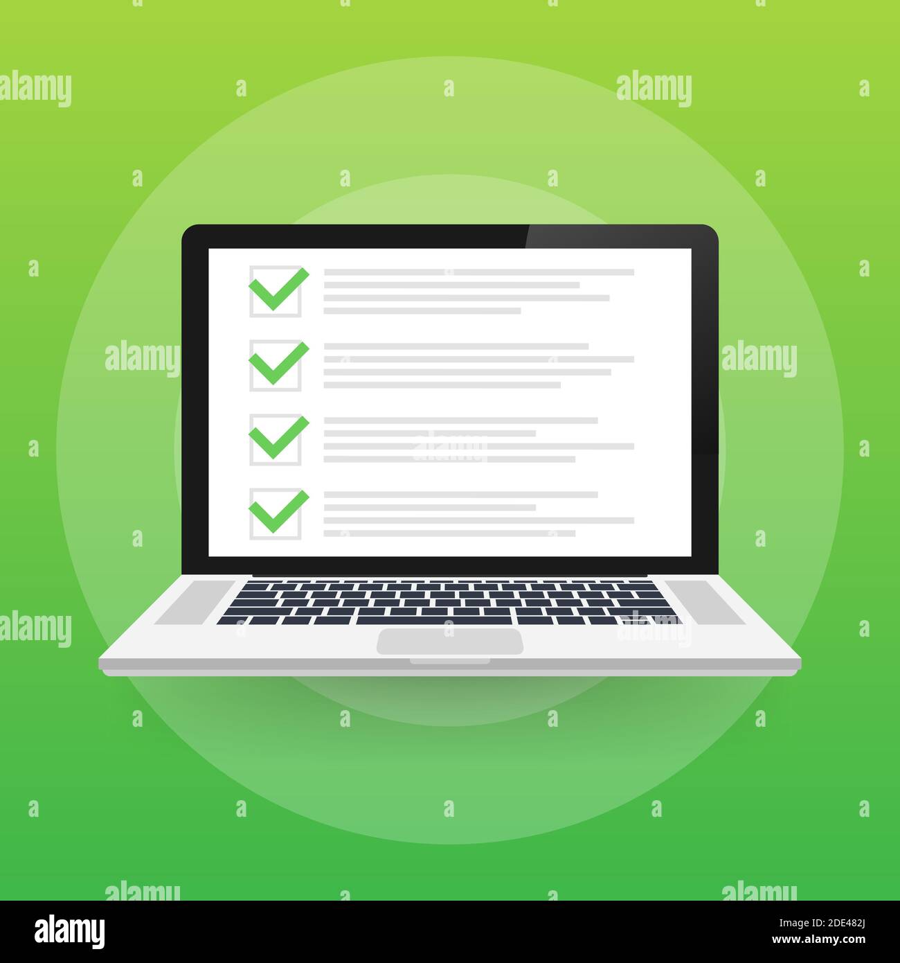 MobileChecklist browser window. Check mark. White tick on laptop screen ...