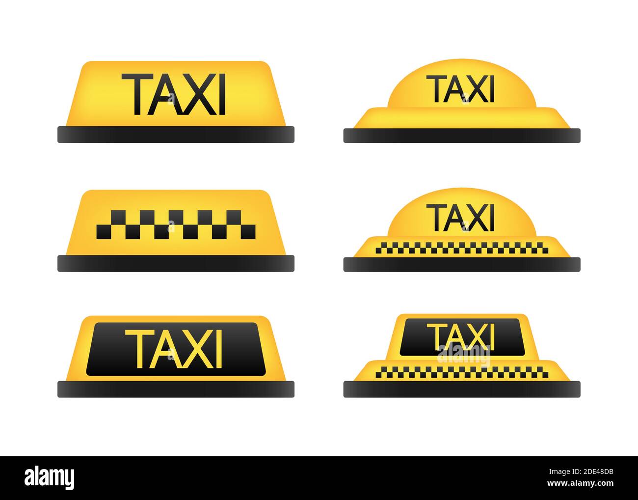 Taxi flat roof sign. Icon set taxi sign on blue background. Taxi sign ...