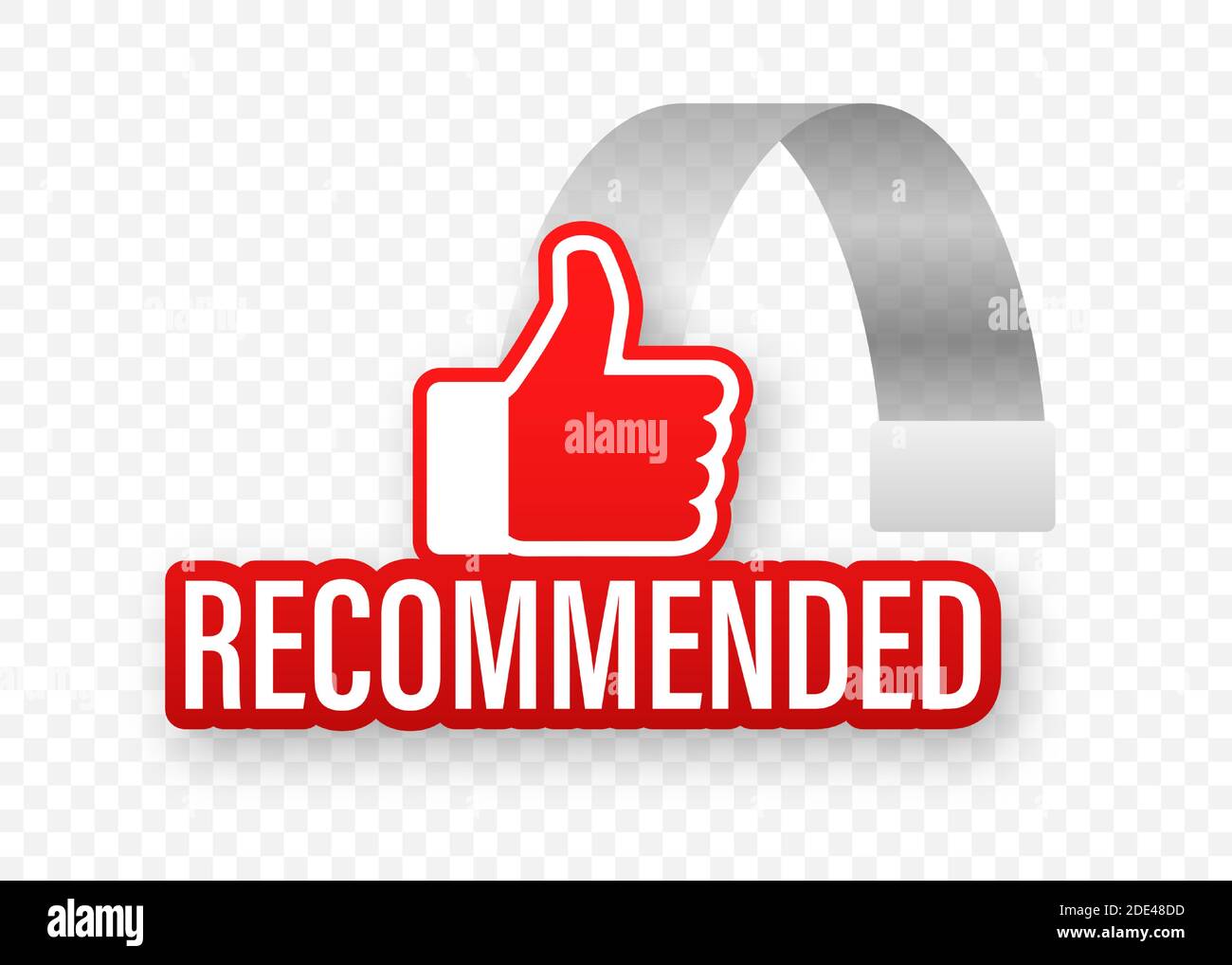 Recommend icon. White label recommended on blue background. Vector ...