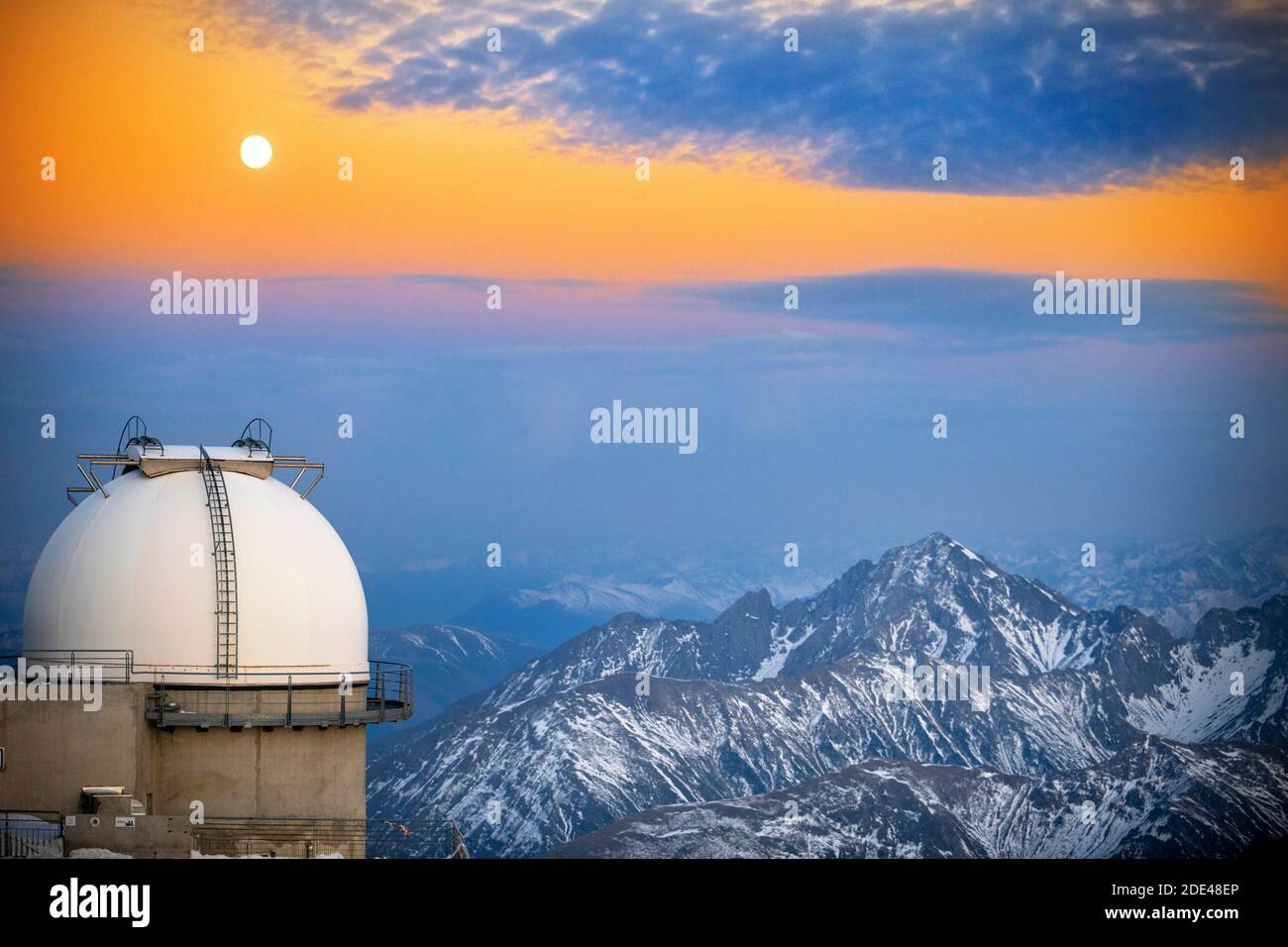 The Observatory Of Pic Du Midi De Bigorre in sunset time, Hautes ...