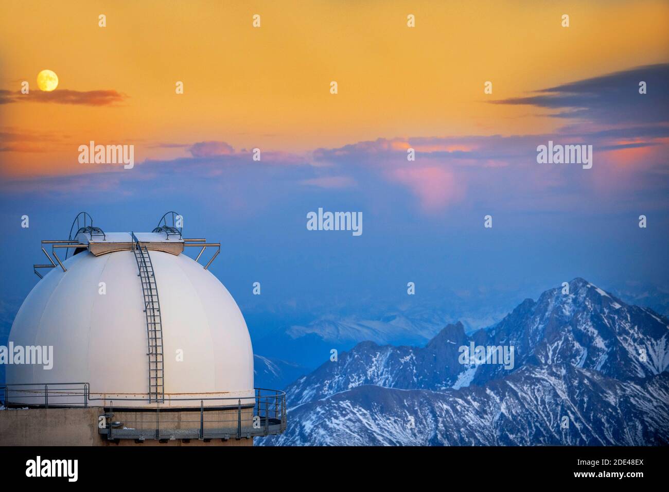 The Observatory Of Pic Du Midi De Bigorre in sunset time, Hautes ...