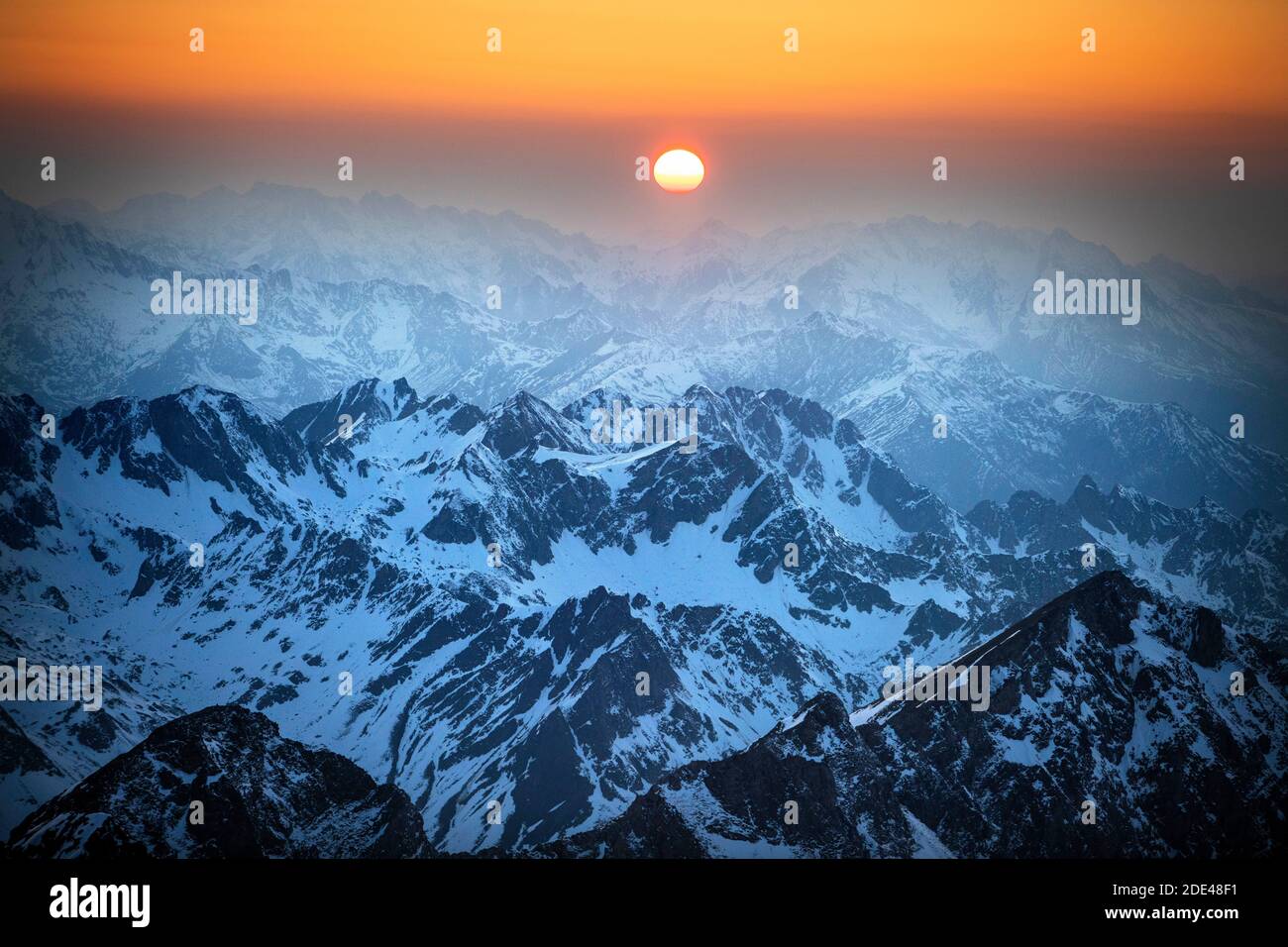 Sunset Mountain views in front of The Observatory Of Pic Du Midi De ...