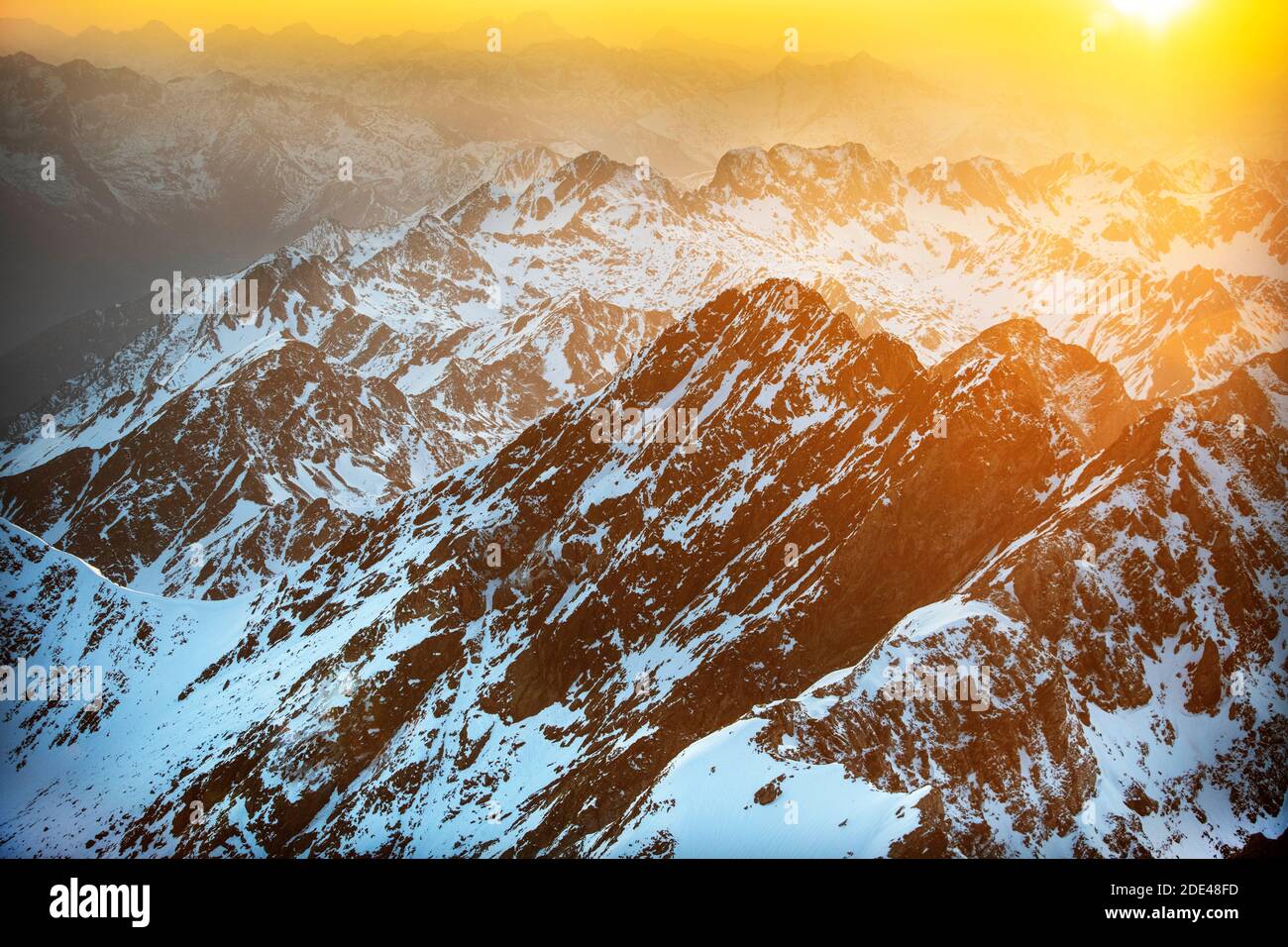 Sunset Mountain views in front of The Observatory Of Pic Du Midi De ...