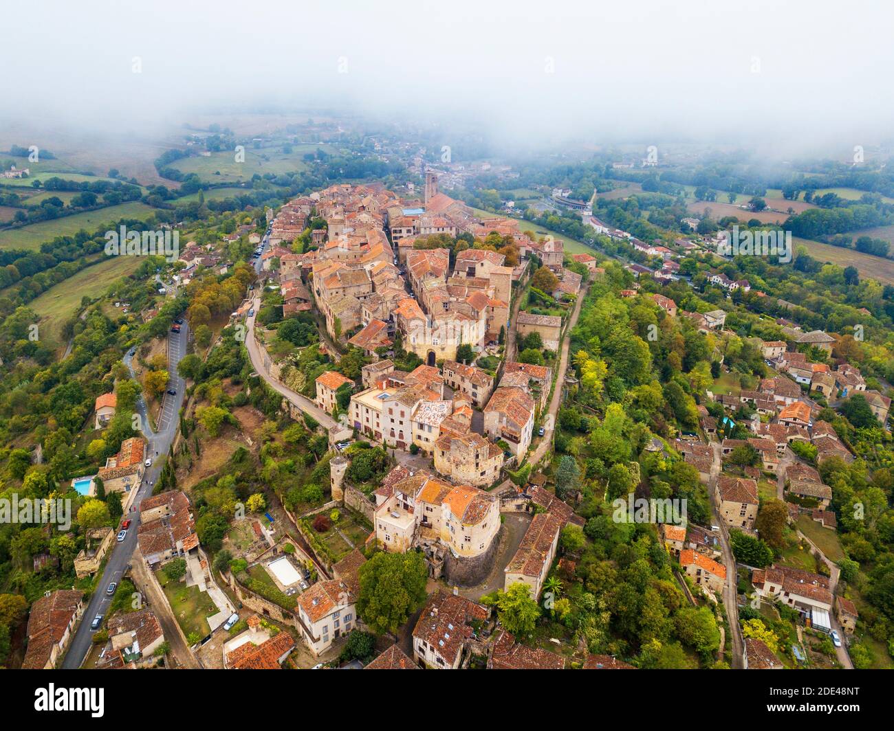 Aerial view of Cordes sur Ciel, labelled The Most Beautiful Villages of ...