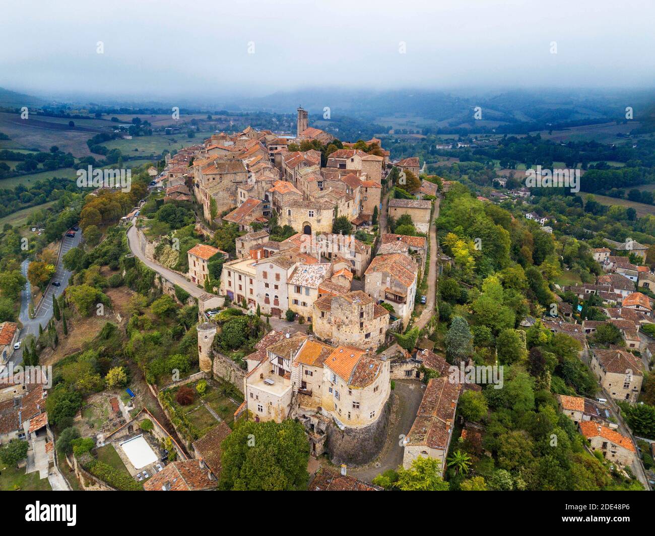 Aerial view of Cordes sur Ciel, labelled The Most Beautiful Villages of ...