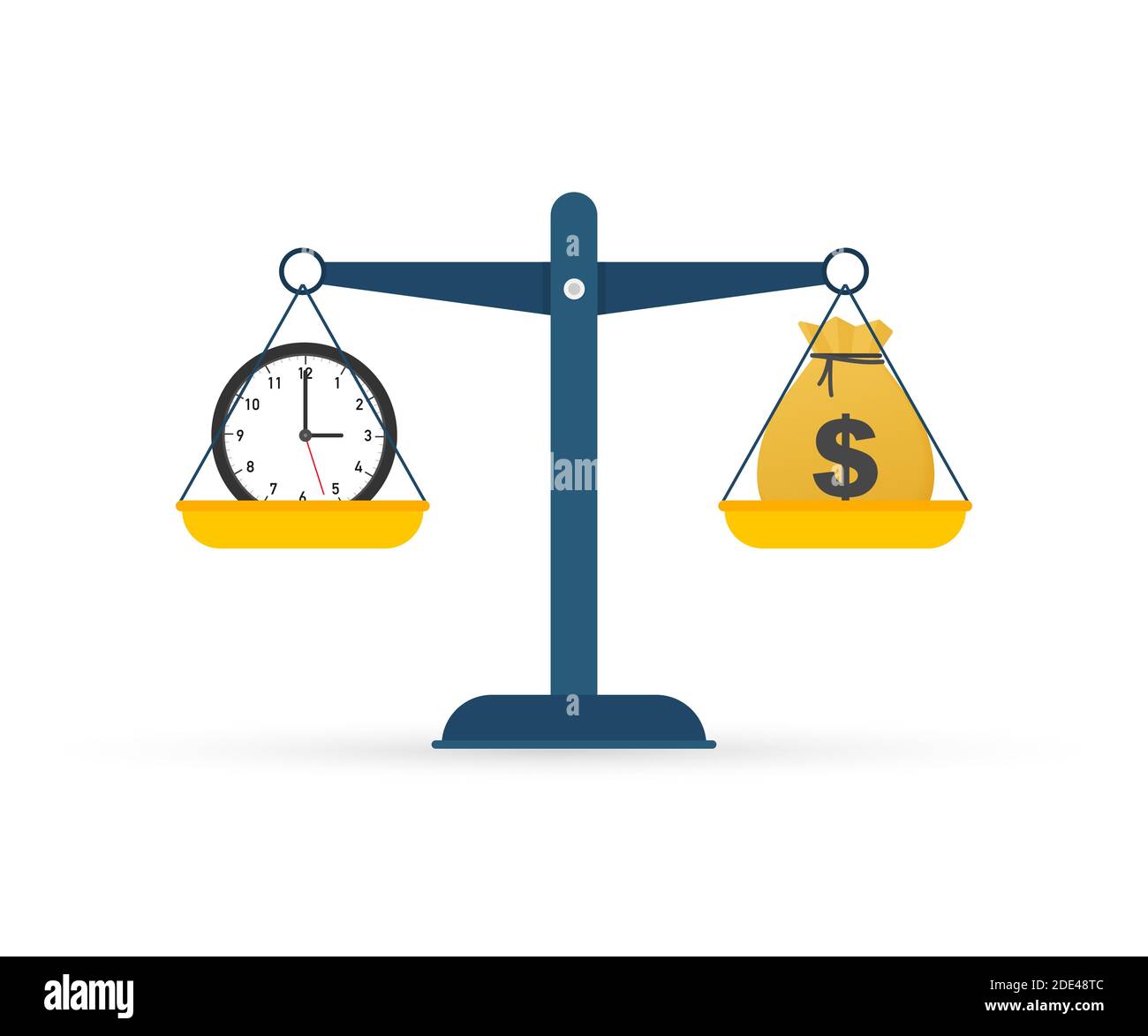 Time is money on scales icon. Money and time balance on scale. Vector ...