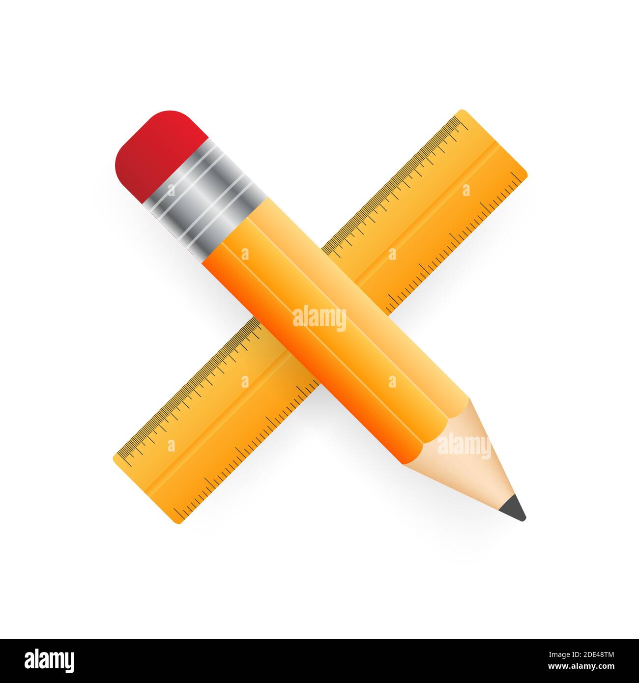 Ruler and Pencil on white background. Vector stock illustration Stock ...