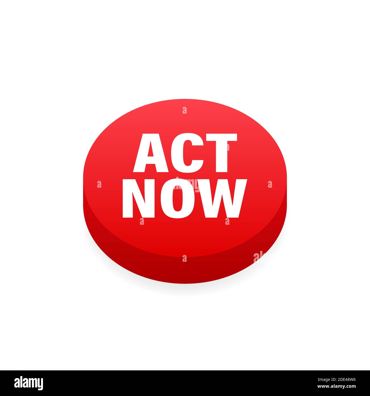Red round act now button on white background. Vector stock illustration ...