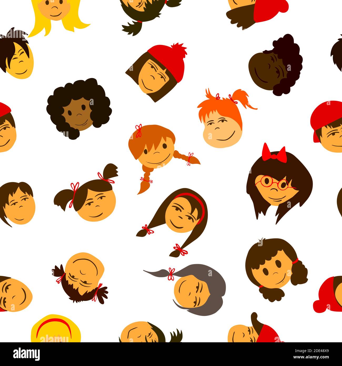 Children faces seamless pattern. Vector Stock Vector Image & Art - Alamy