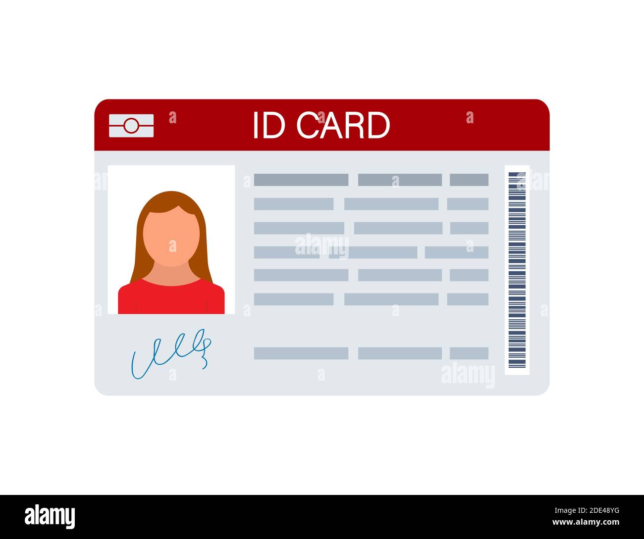 ID Card on white background. Flat design style. Vector illustration ...