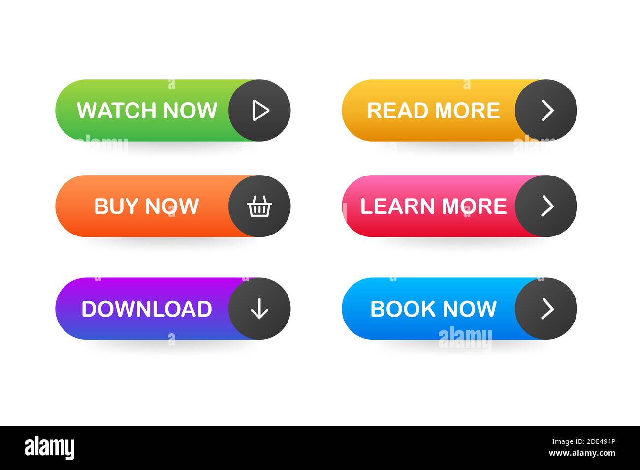 Set of vector modern trendy flat buttons. Different colors of main ...