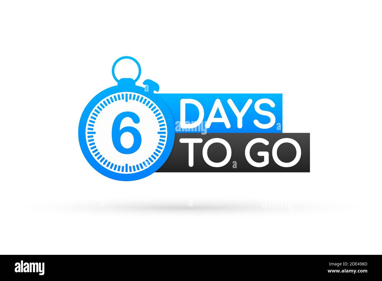 Six days to go. Flat icon. Vector typographic design. Vector stock ...