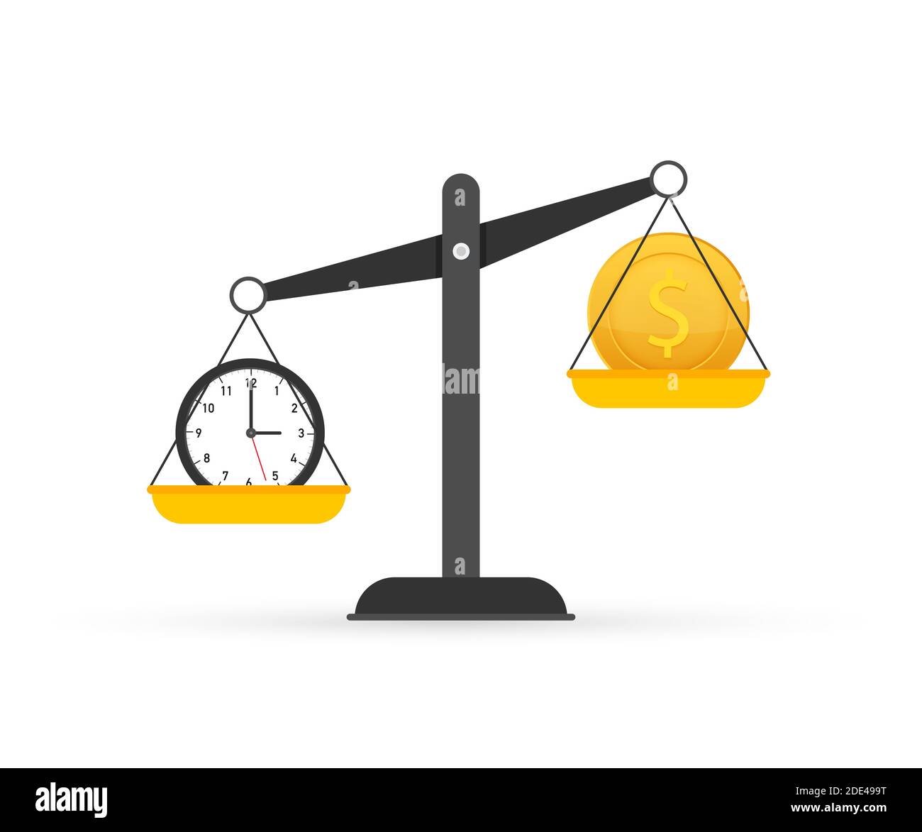 Time is money on scales icon. Money and time balance on scale. Vector ...