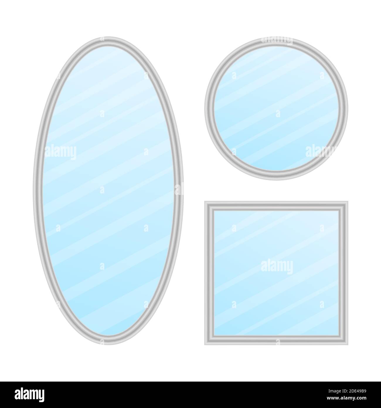 Mirror frames or mirror decor interior. Realistic mirrors set. Vector ...