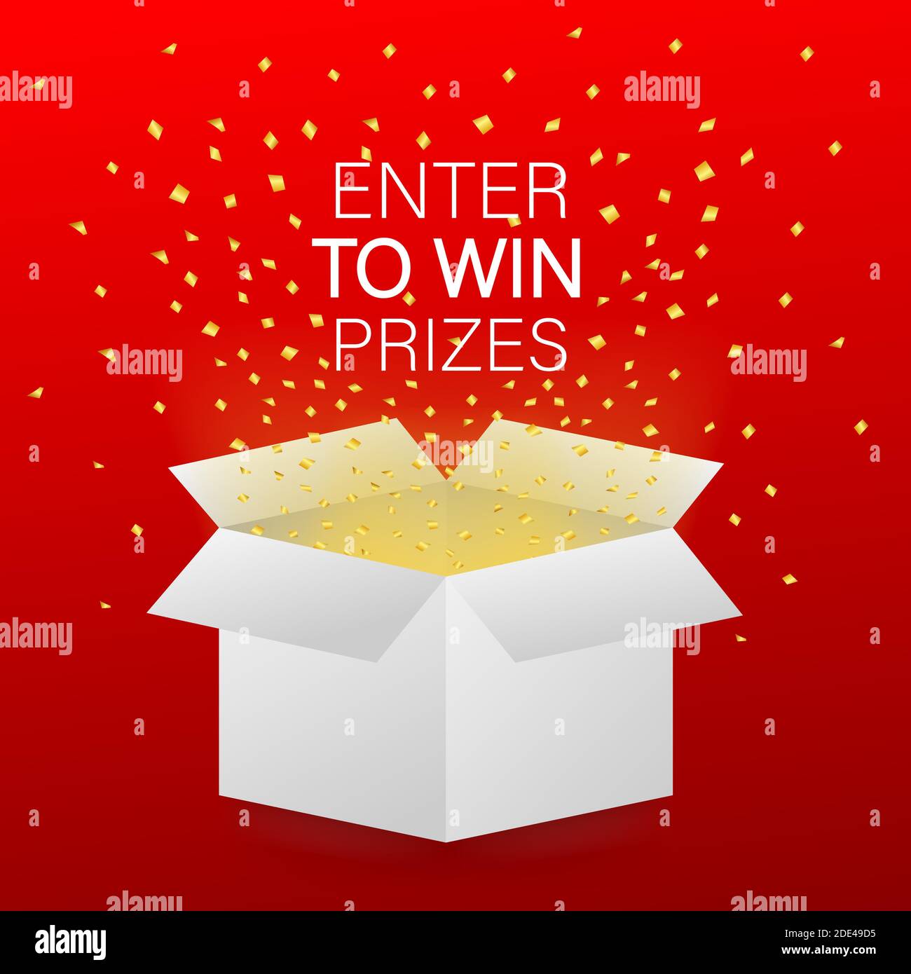 Enter to Win Prizes. Open Red Gift Box and Confetti. Vector stock ...