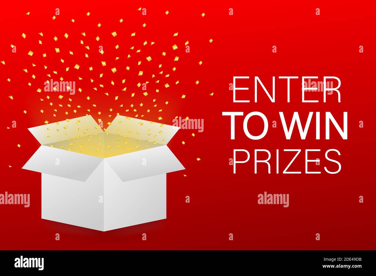 Enter to Win Prizes. Open Red Gift Box and Confetti. Vector stock ...