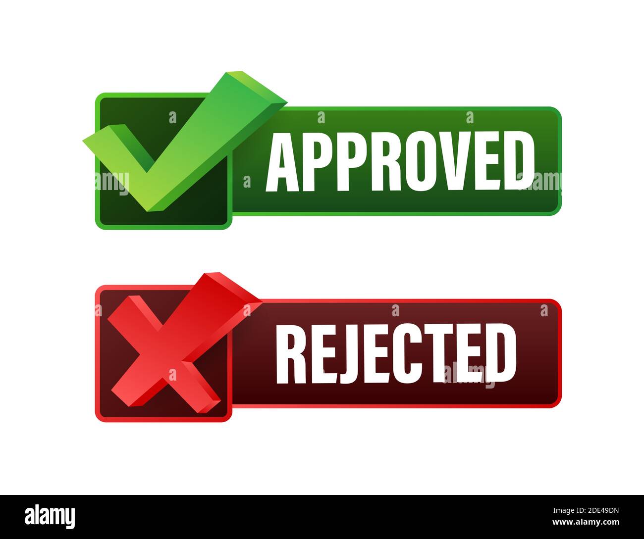 Approved and rejected label sticker icon. Vector stock illustration ...