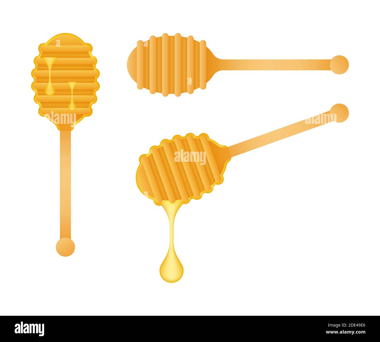 Wooden Spoon for liquid sweetness. Honey Dipper. Vector stock ...