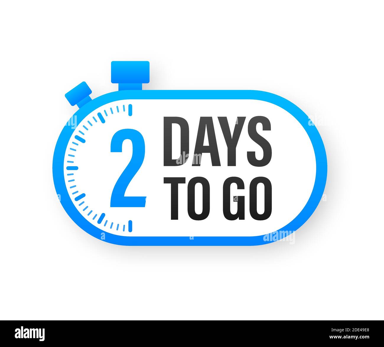 2 Days to go. Countdown timer. Clock icon. Time icon. Count time sale ...
