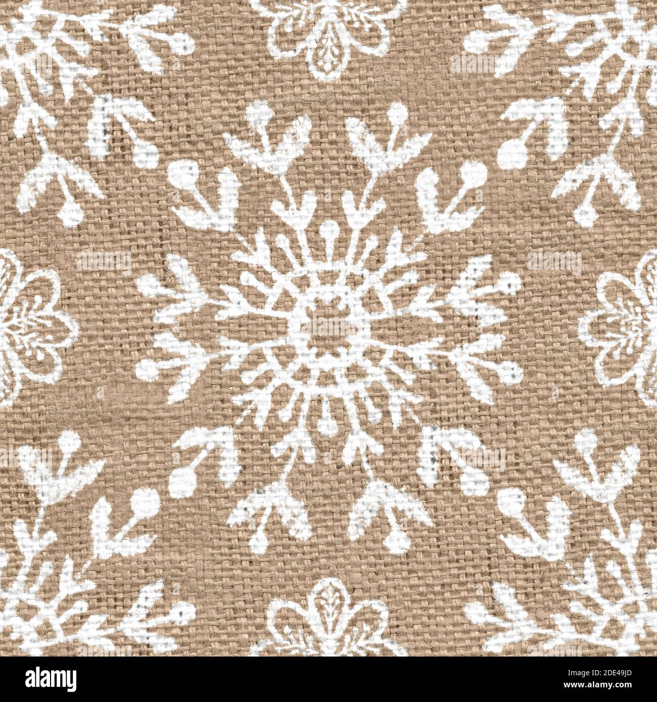 Seamless burlap with white paint pattern overlay Stock Photo - Alamy