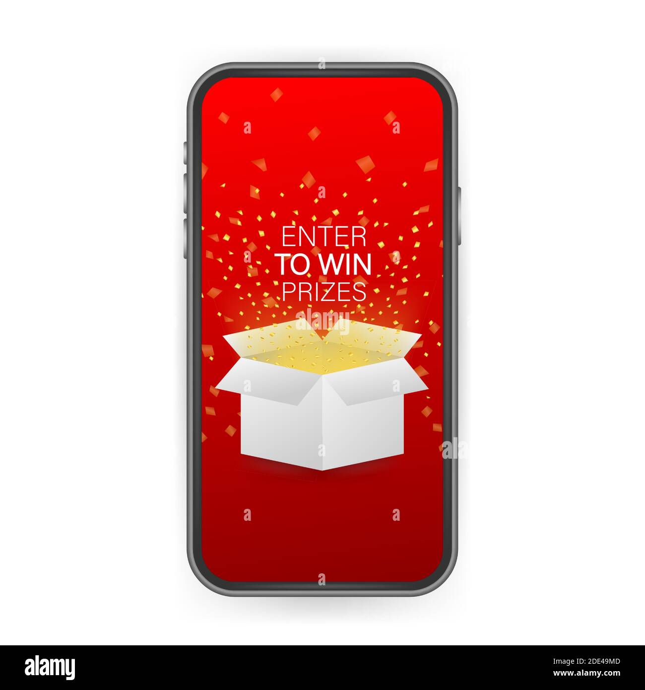 Enter to Win Prizes. Open Red Gift Box and Confetti on smartphone ...