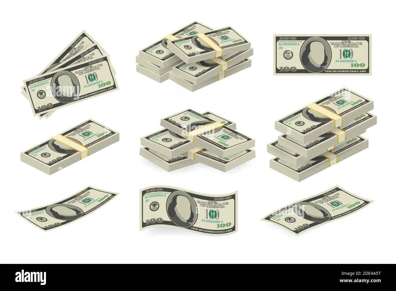 Various money bills dollar cash paper bank notes vector set. Money cash ...