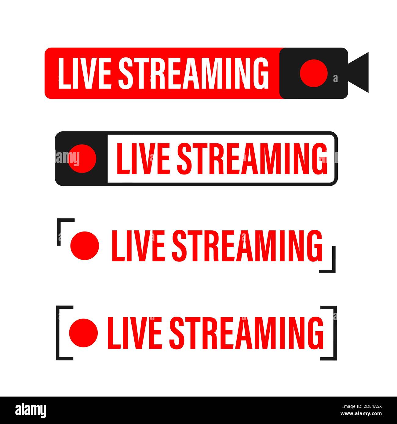 Live streaming flat logo - red vector design element with play button ...