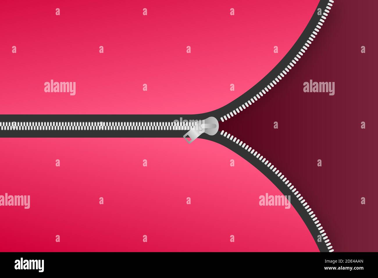 Sewing accessory zipper. Metallic open zippers and pullers. Stock vector illustration Stock ...