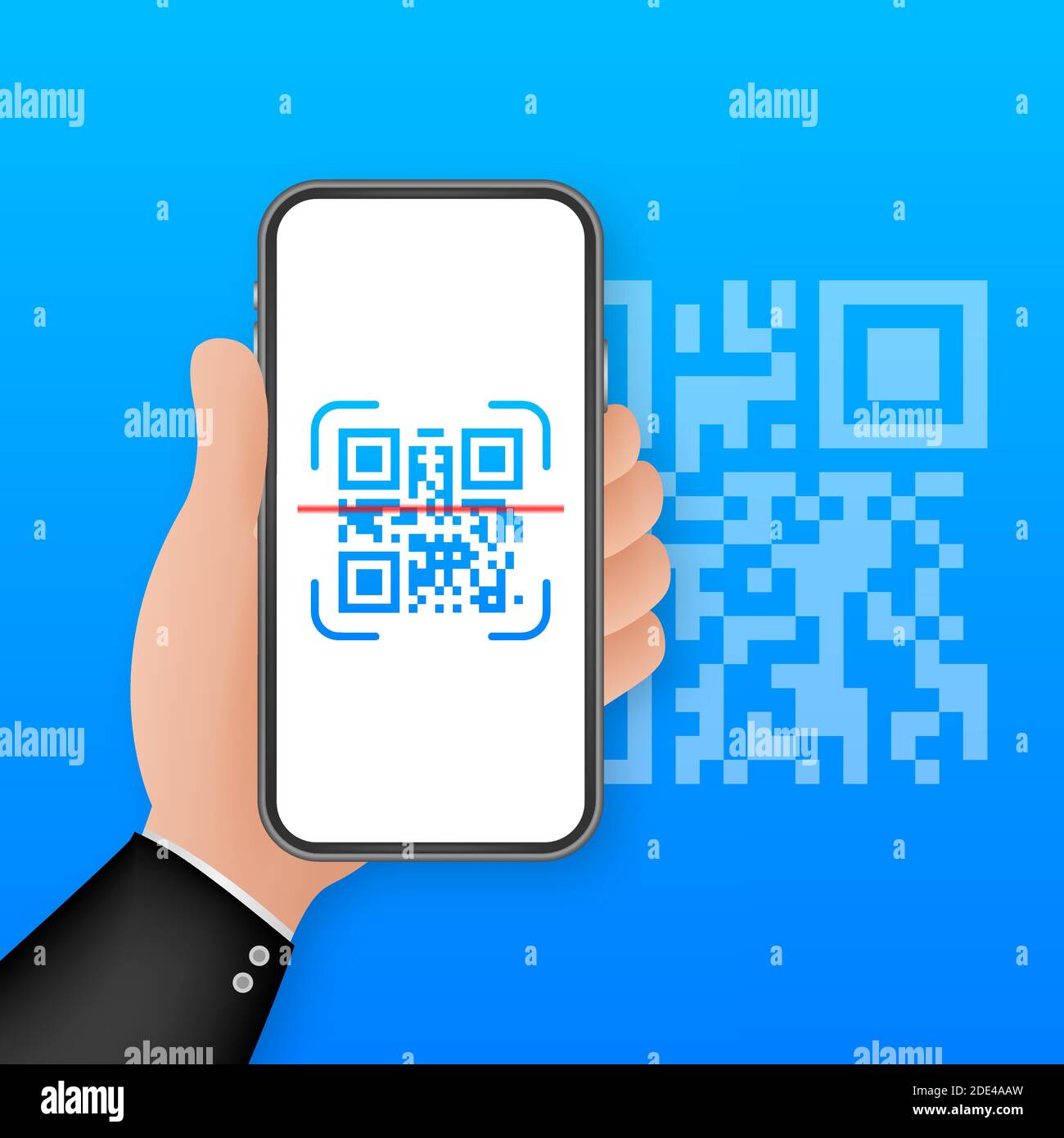 Scan QR code to Mobile Phone. Electronic, digital technology, barcode. Vector stock illustration ...