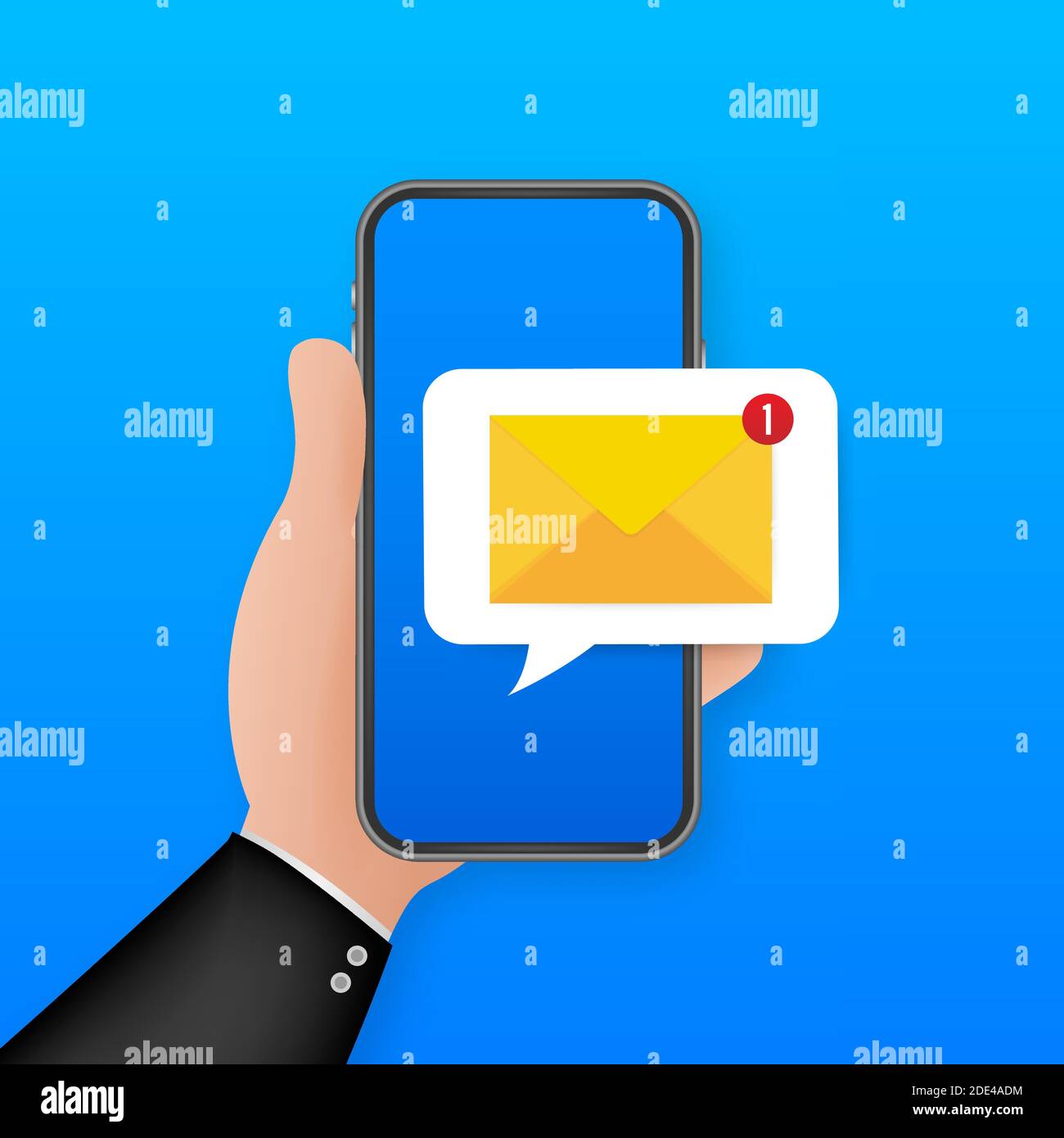 Email notification concept. New email on the smart phone screen. Vector ...