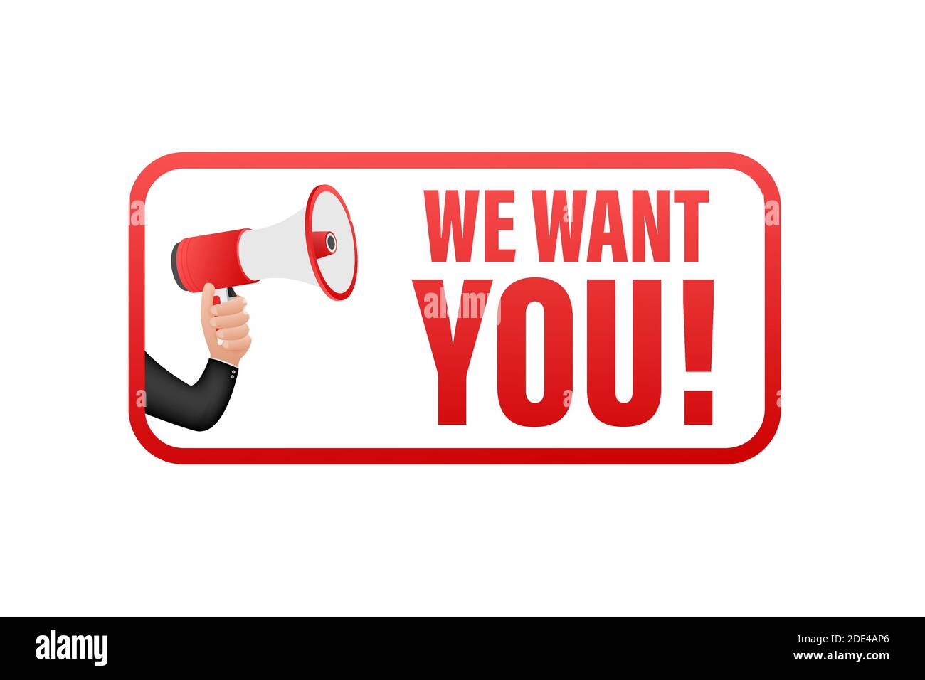 Megaphone label with we want you. Megaphone banner. Web design. Vector ...